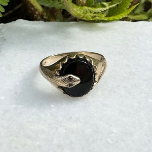 9ct Gold Onyx Snake Ring Size T 9.75 - Etsy