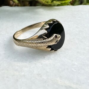 9ct Gold Onyx Snake Ring Size T 9.75 - Etsy