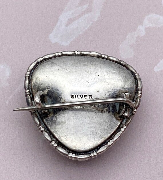 Antique butterfly wing brooch, sterling silver trian… - Gem