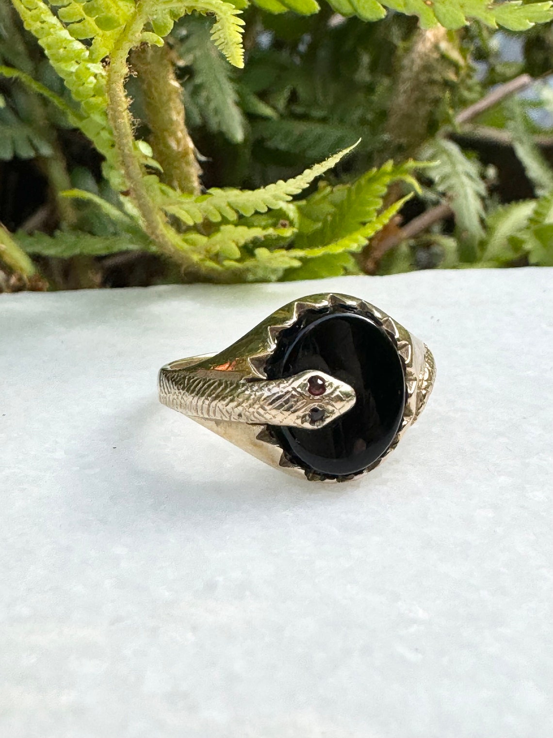 9ct Gold Onyx Snake Ring Size T 9.75 - Etsy