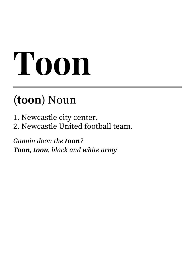 Geordie Definition Digital Download of 'toon' - Print Yourself ...