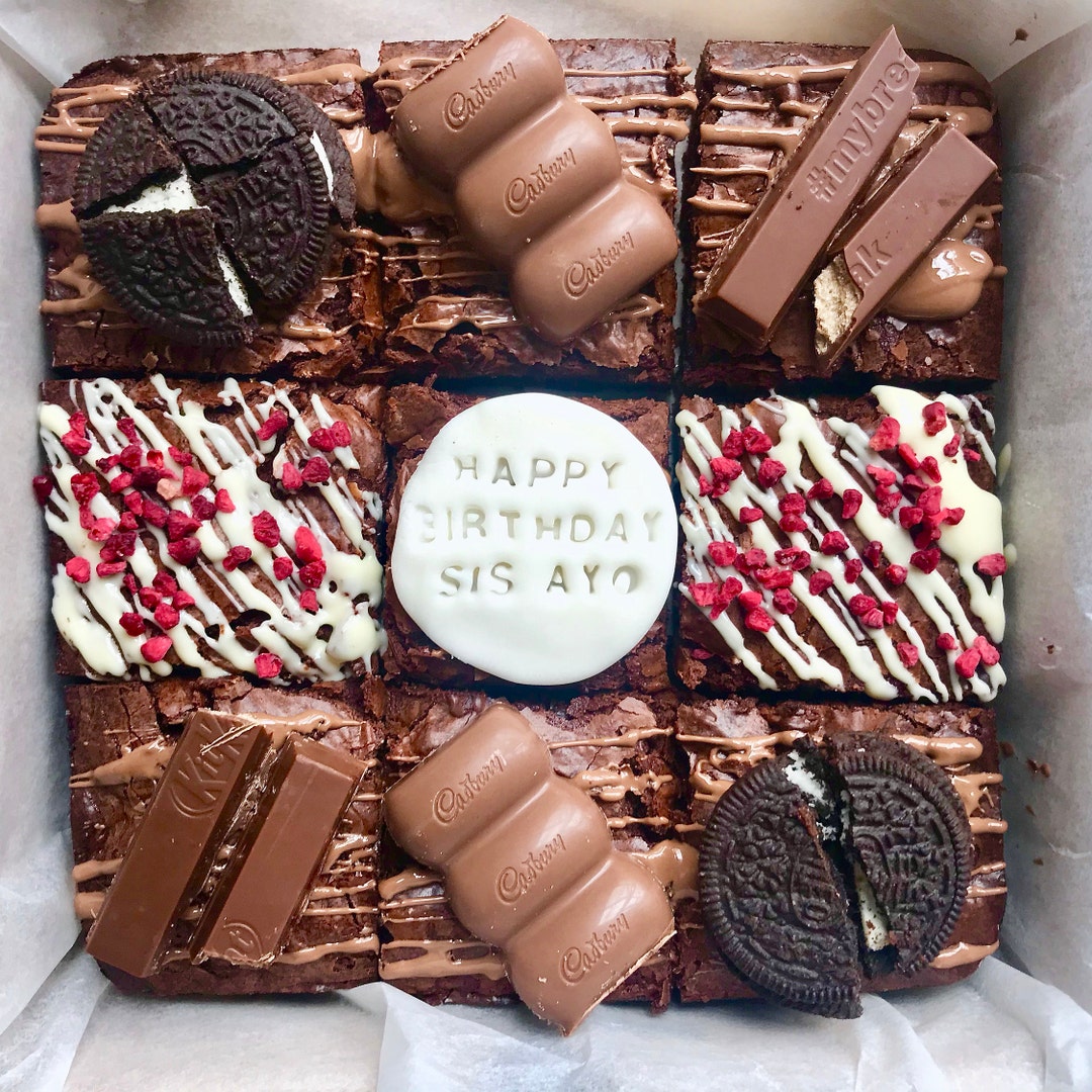 Personalised Birthday Brownie Box Gooey Brownie Selection Box Gift ...
