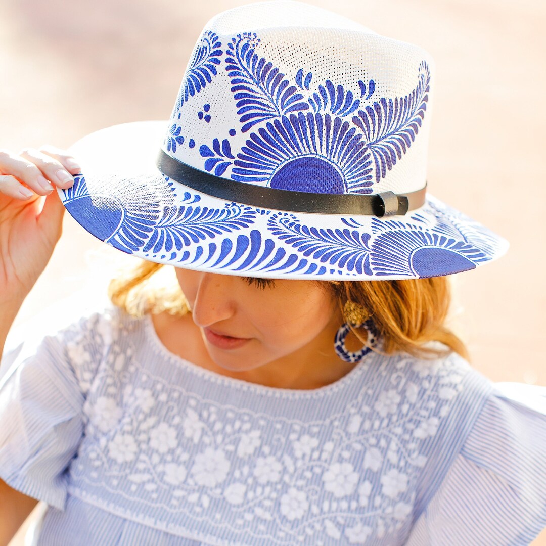 Mexican Palm Hat, Hand Painted Hat, Colorful Hat, Panama Straw Hat ...