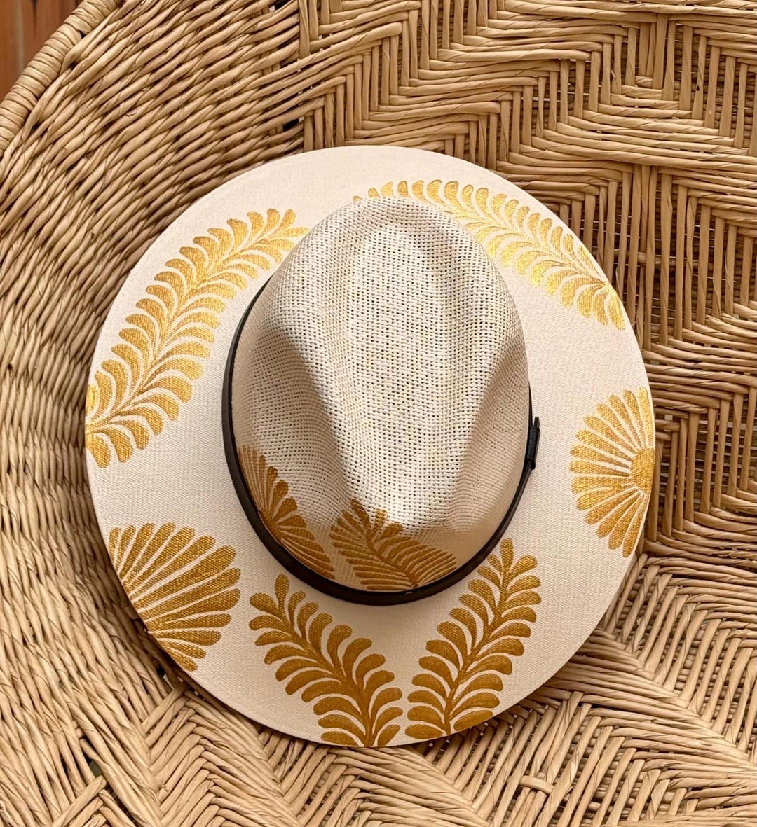 Hand-painted Mexican Palm Hat: Boho Fedora With Leather Band - Etsy