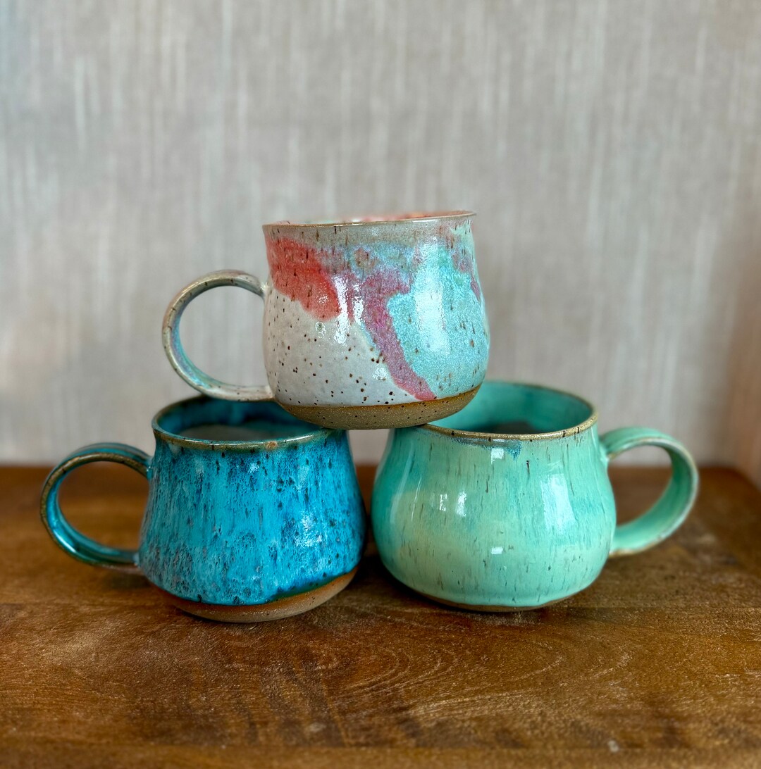 Ceramic Colorful Mugs, Wheel Thrown Mugs - Etsy