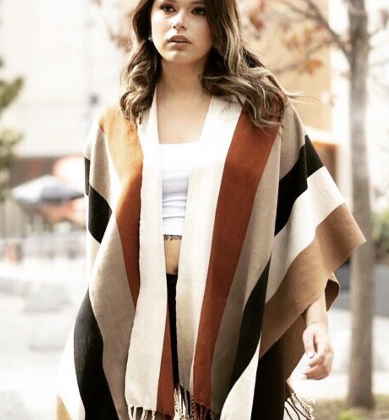 Estela Handmade Modern Mexican Poncho-neutral Colors - Etsy