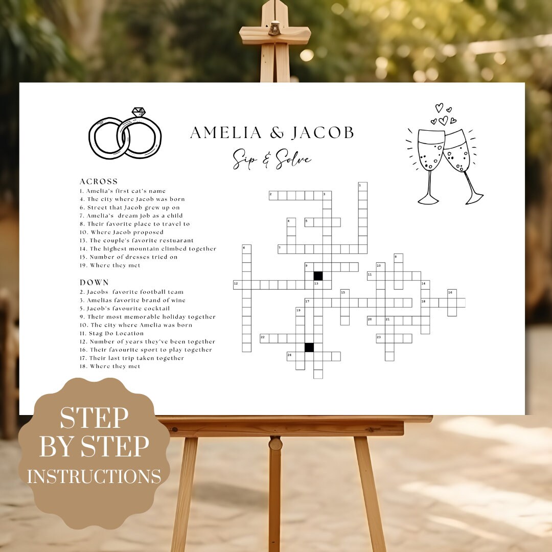 Wedding Crossword Puzzle Template | Custom | Sip and Solve ...