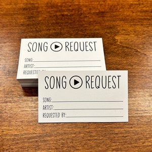 PRINTED Song Request Cards / DJ Request Cards / Music Request Cards ...