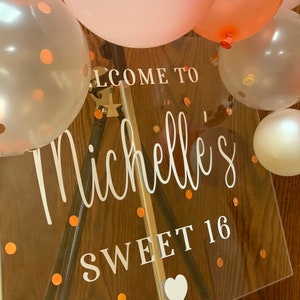 LARGE Sweet Sixteen Welcome Sign / Acrylic Sweet Sixteen Sign / 24 X 18 ...