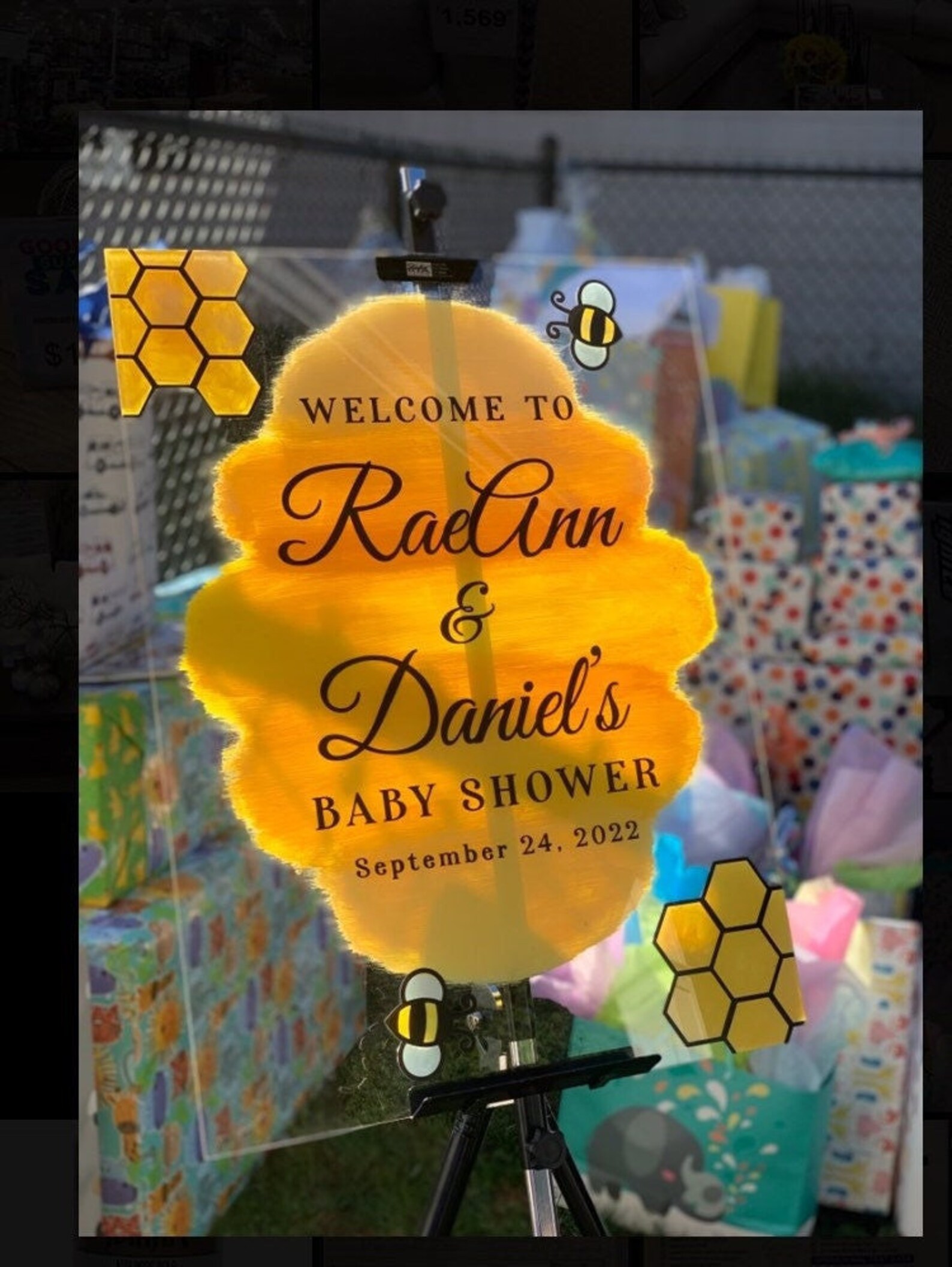 Bee Themed Baby Shower Sign / Bee Baby Shower Sign / Bee Hive Baby ...