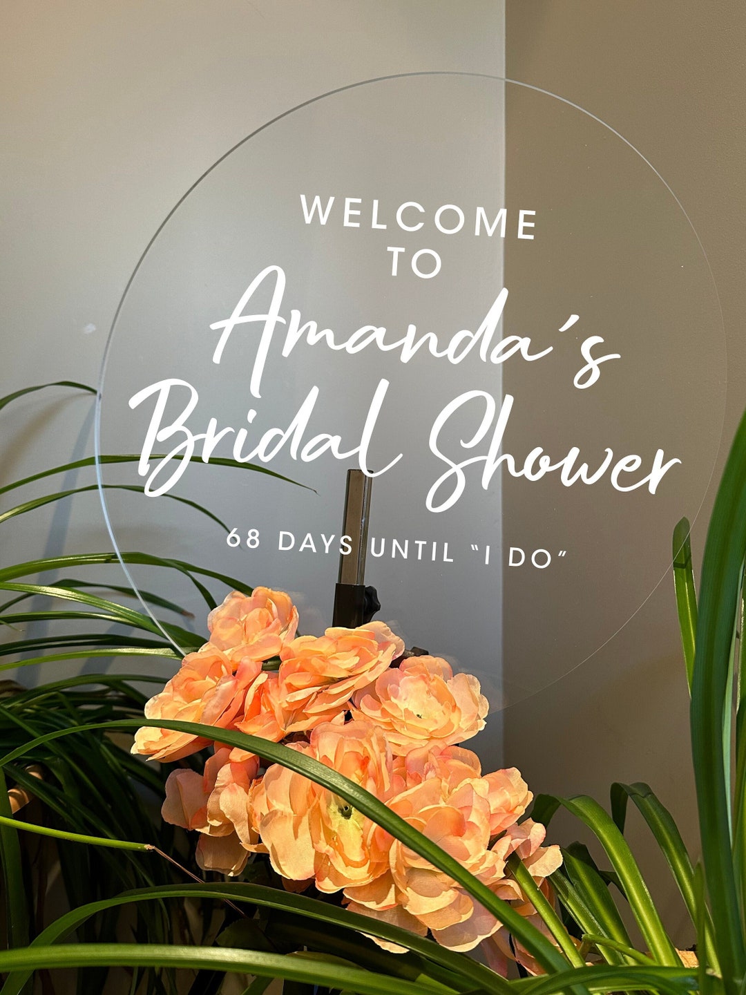 Round Acrylic Bridal Shower Welcome Sign / Custom Acrylic Bridal Shower ...