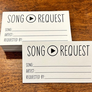 PRINTED Song Request Cards / DJ Request Cards / Music Request Cards ...