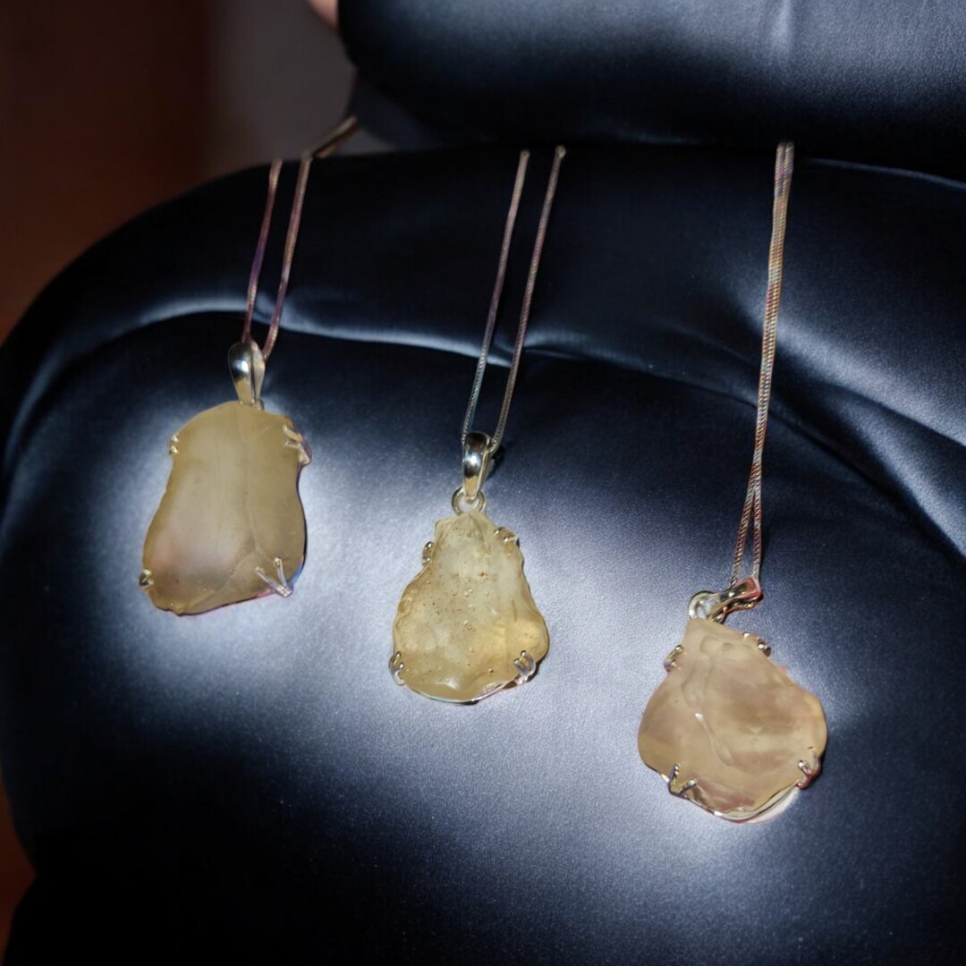 Libyan Desert Glass Sterling Silver Necklace - Etsy