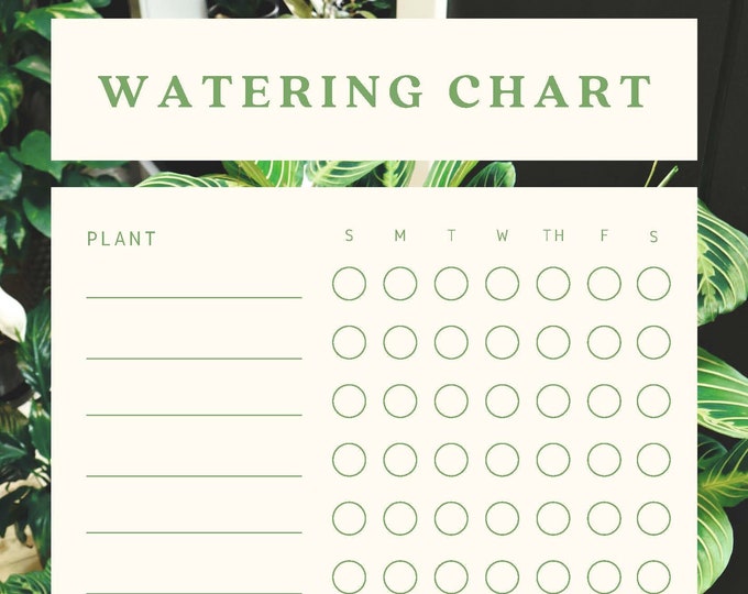 Printable Plant Watering Schedule Chart - Etsy