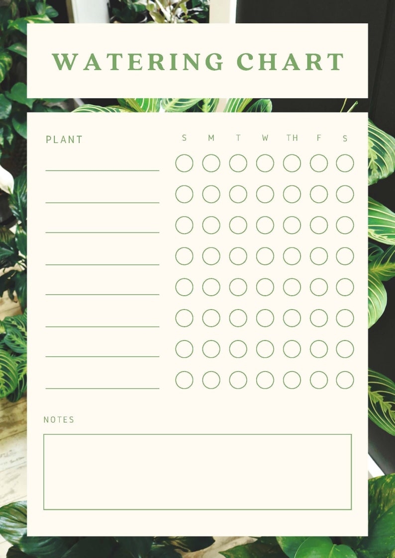 Printable Plant Watering Schedule Chart - Etsy
