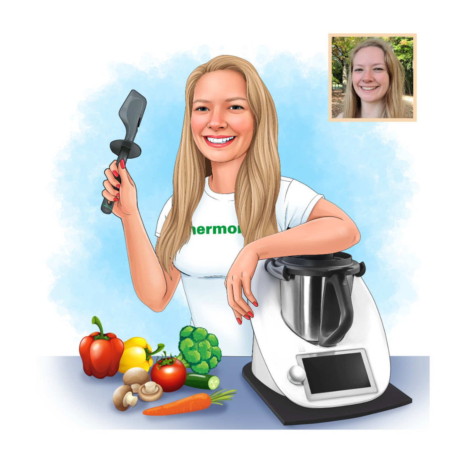 Thermomix Consultant Cartoon Logo, Personalized Logo for Thermomix ...