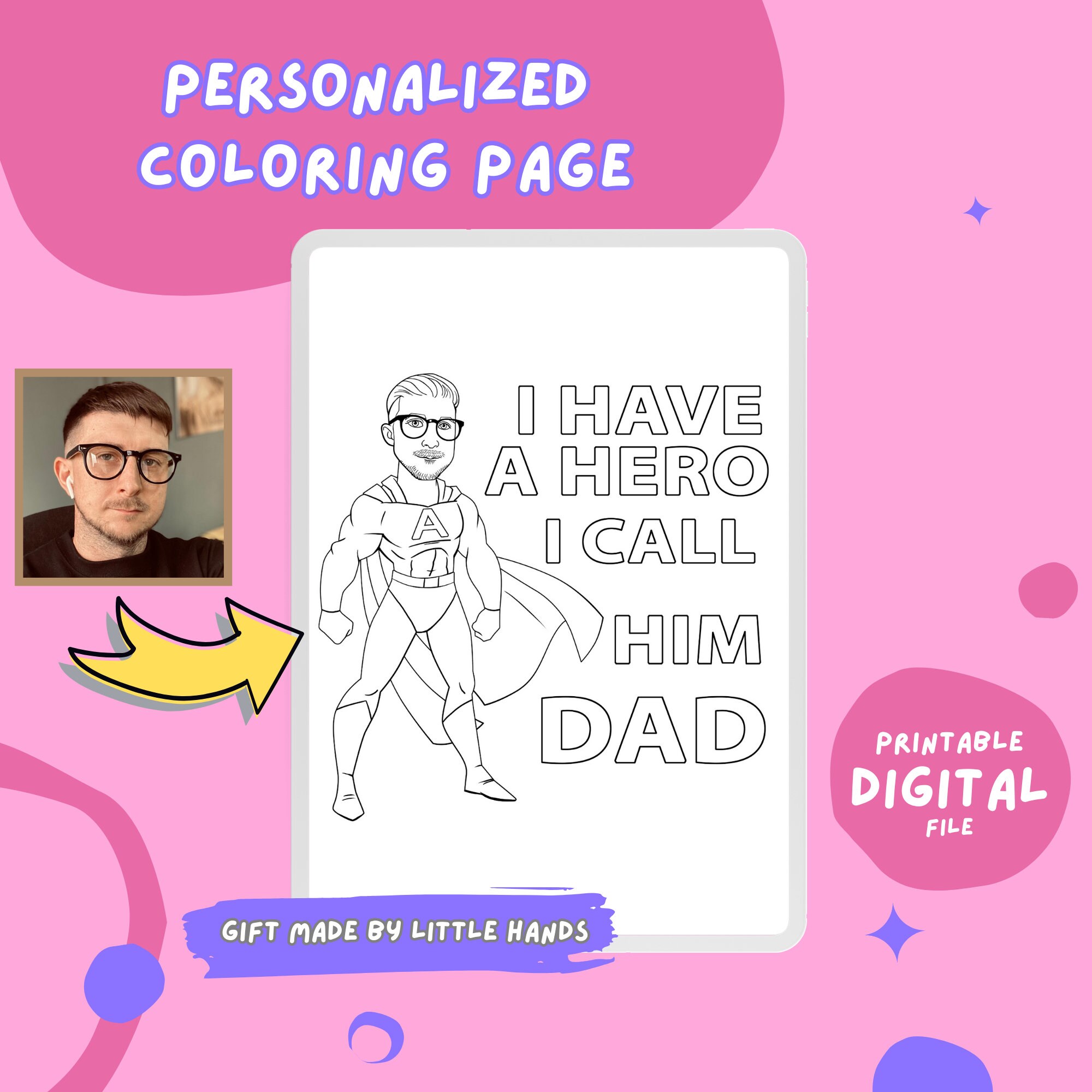 Custom Coloring Page, Personalized Coloring Page, Dad Gift From ...