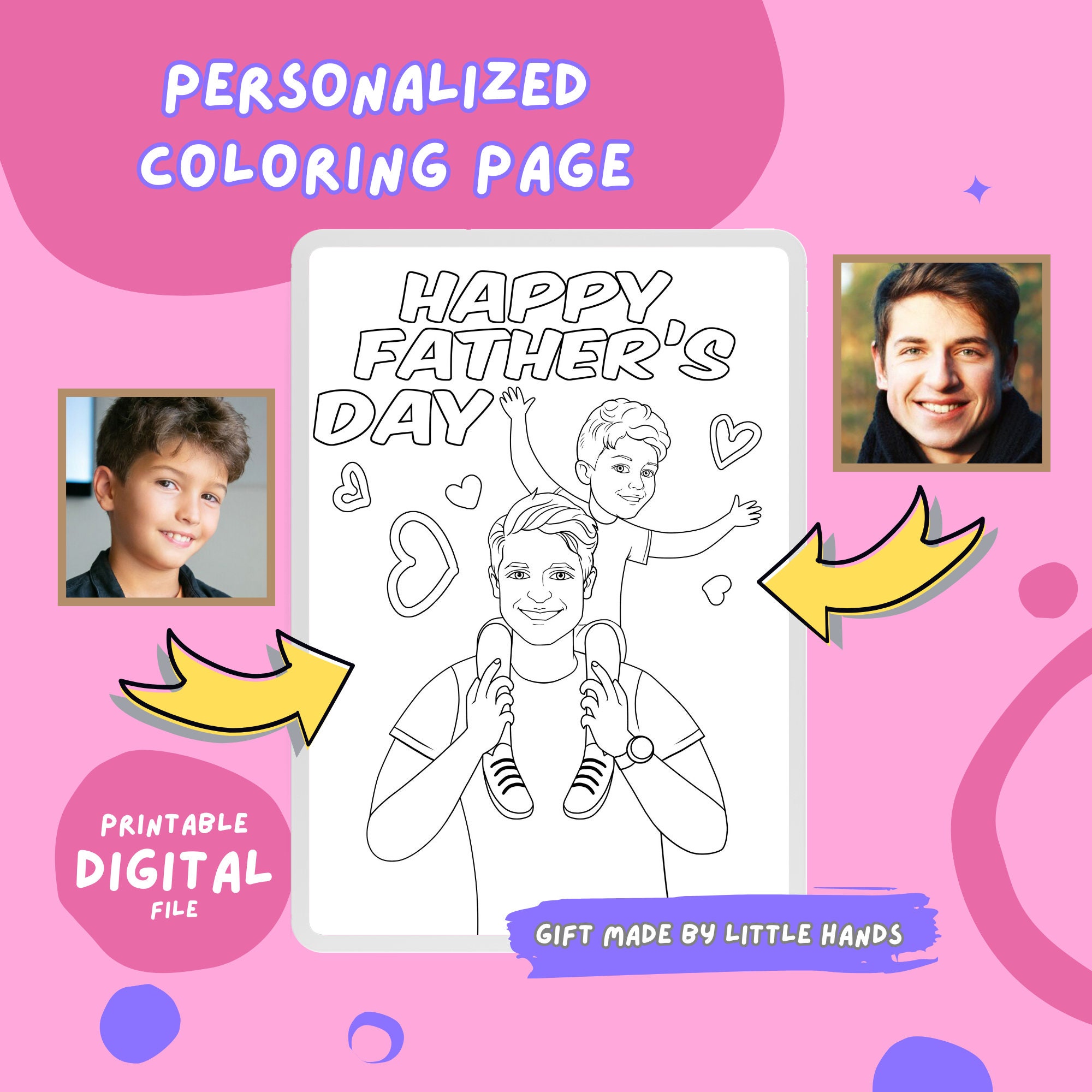 Custom Coloring Page, Personalized Coloring Page, Dad Gift From ...