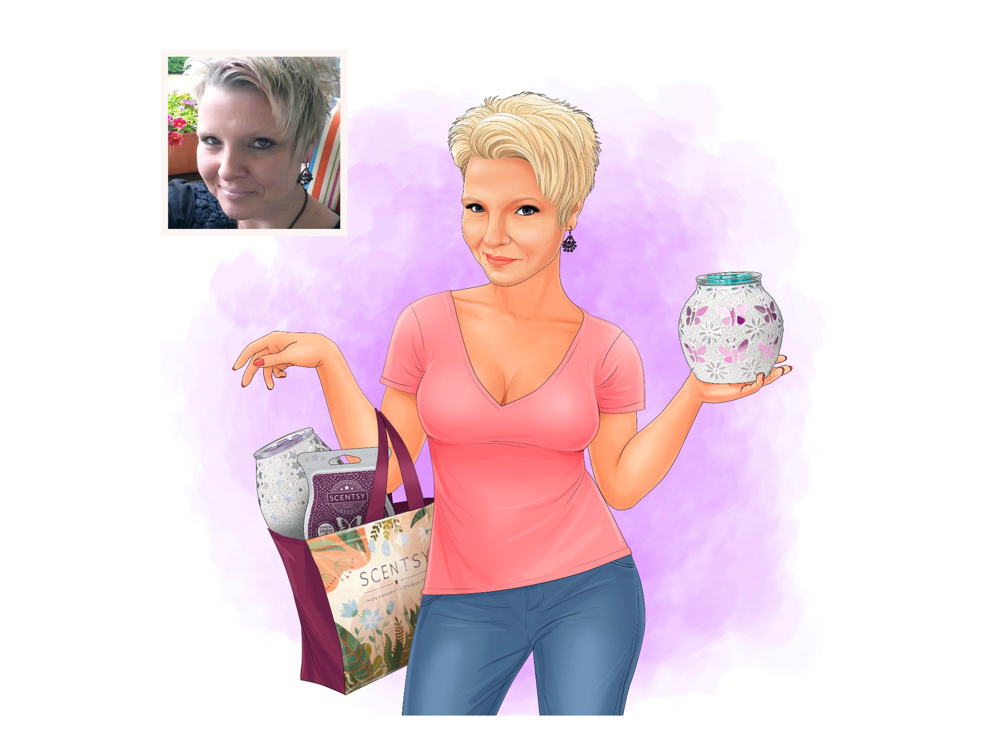 Scentsy Consultant Logo, Portrait From Photo to Cartoon Yourself Custom ...