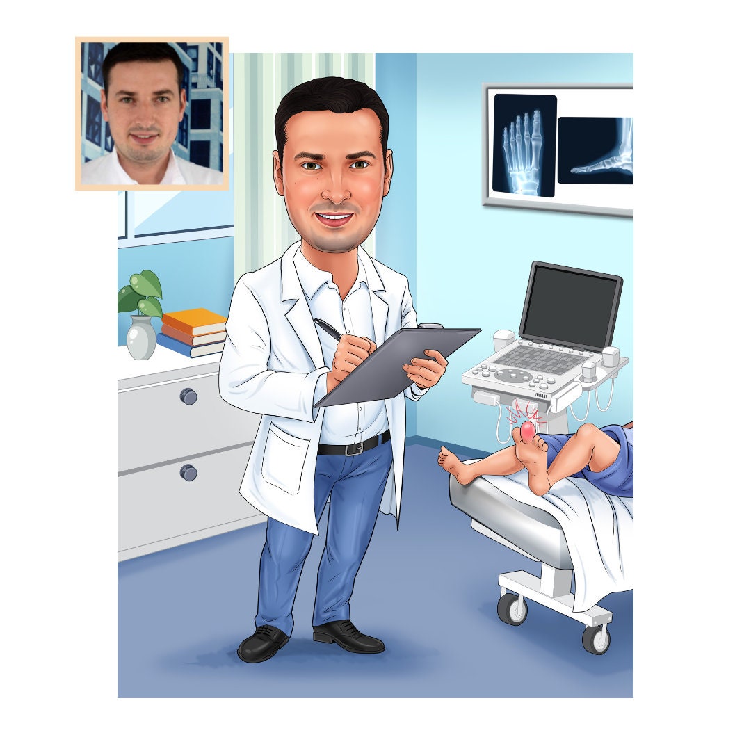Doctor Caricature, Doctor Portrait, Doctor Cartoon, Gift for Doctor ...