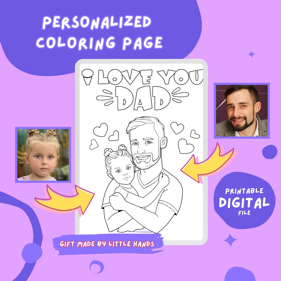 Fathers Day Coloring Page, Personalized Coloring Page, Dad Gift From ...
