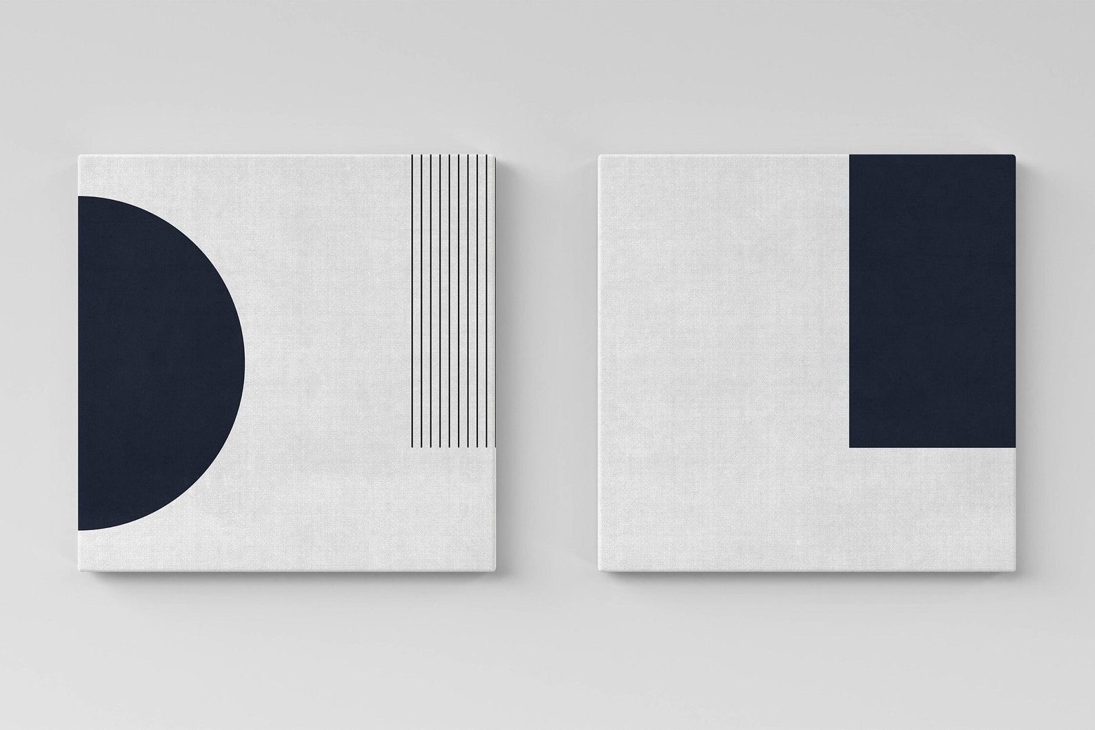 Blue Abstract Set of 2 Prints, Minimal Modern Shapes Prints, Instant ...