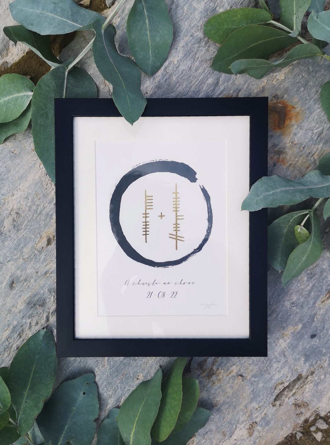 The Enso Collection: Personalised Gold Leaf Ogham Inscription - Etsy