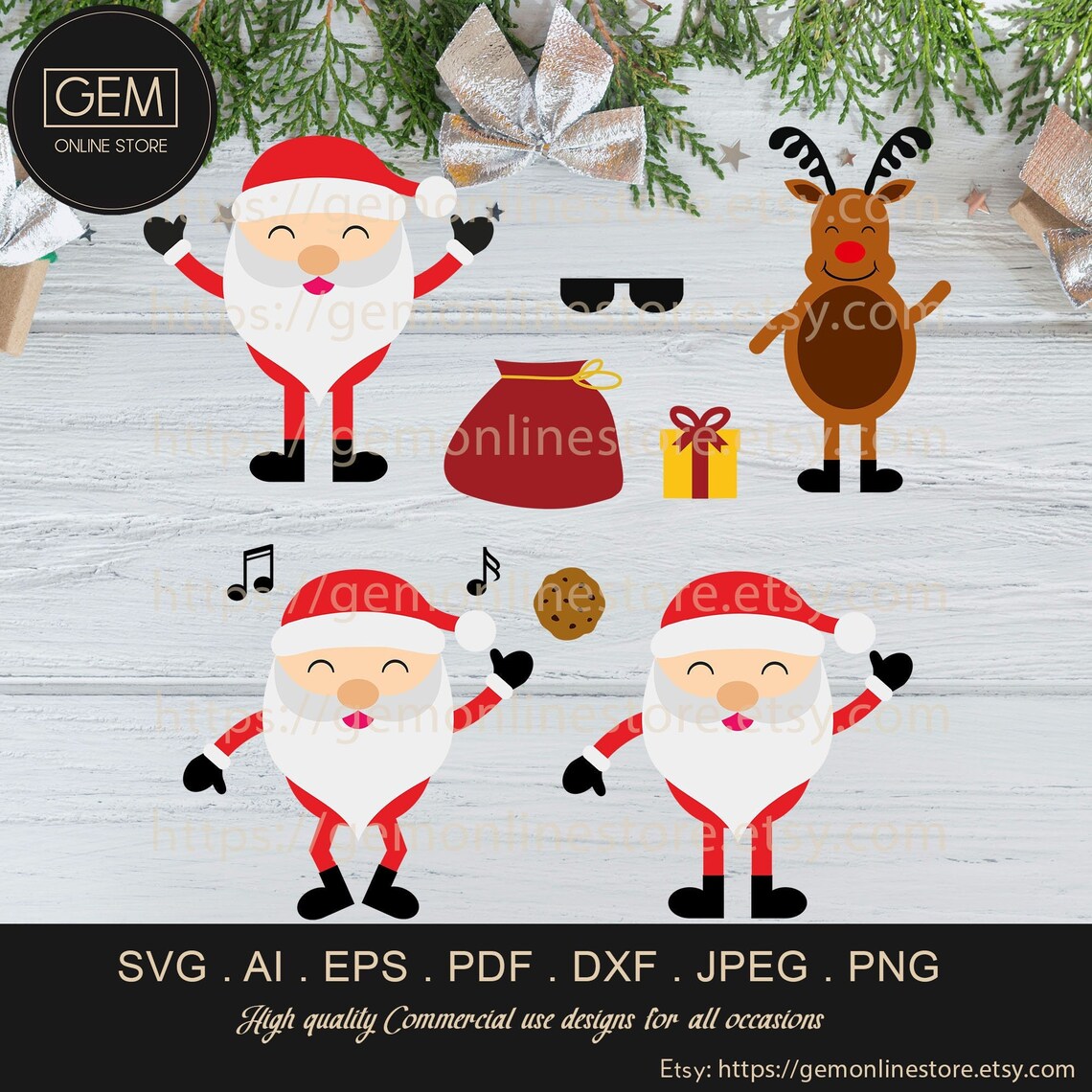 Christmas SVG Bundle Santa Claus Svg Rudolf Svg Cookie - Etsy UK