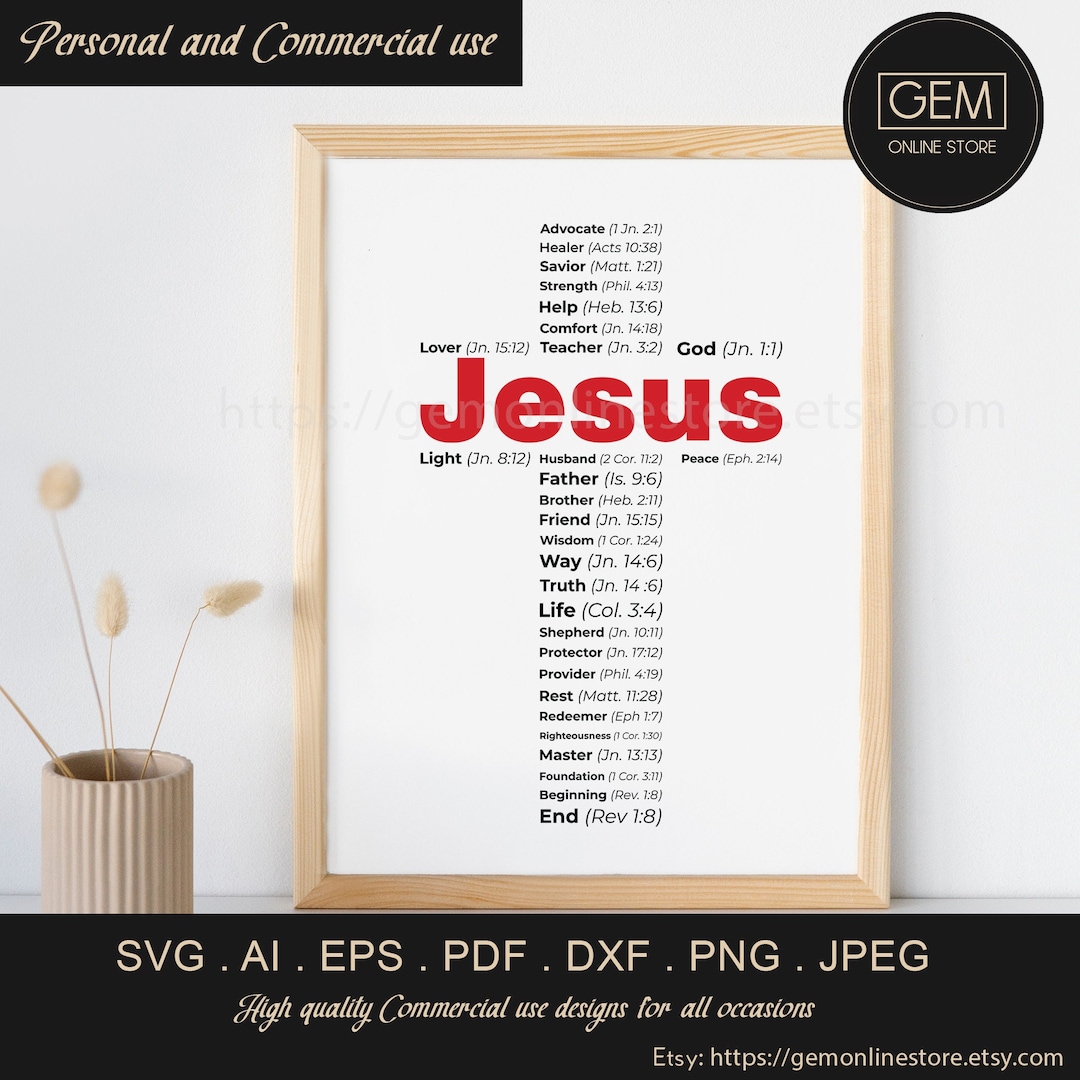 Names of Jesus Wall Art - Digital - Cross - Names of Jesus Svg ...
