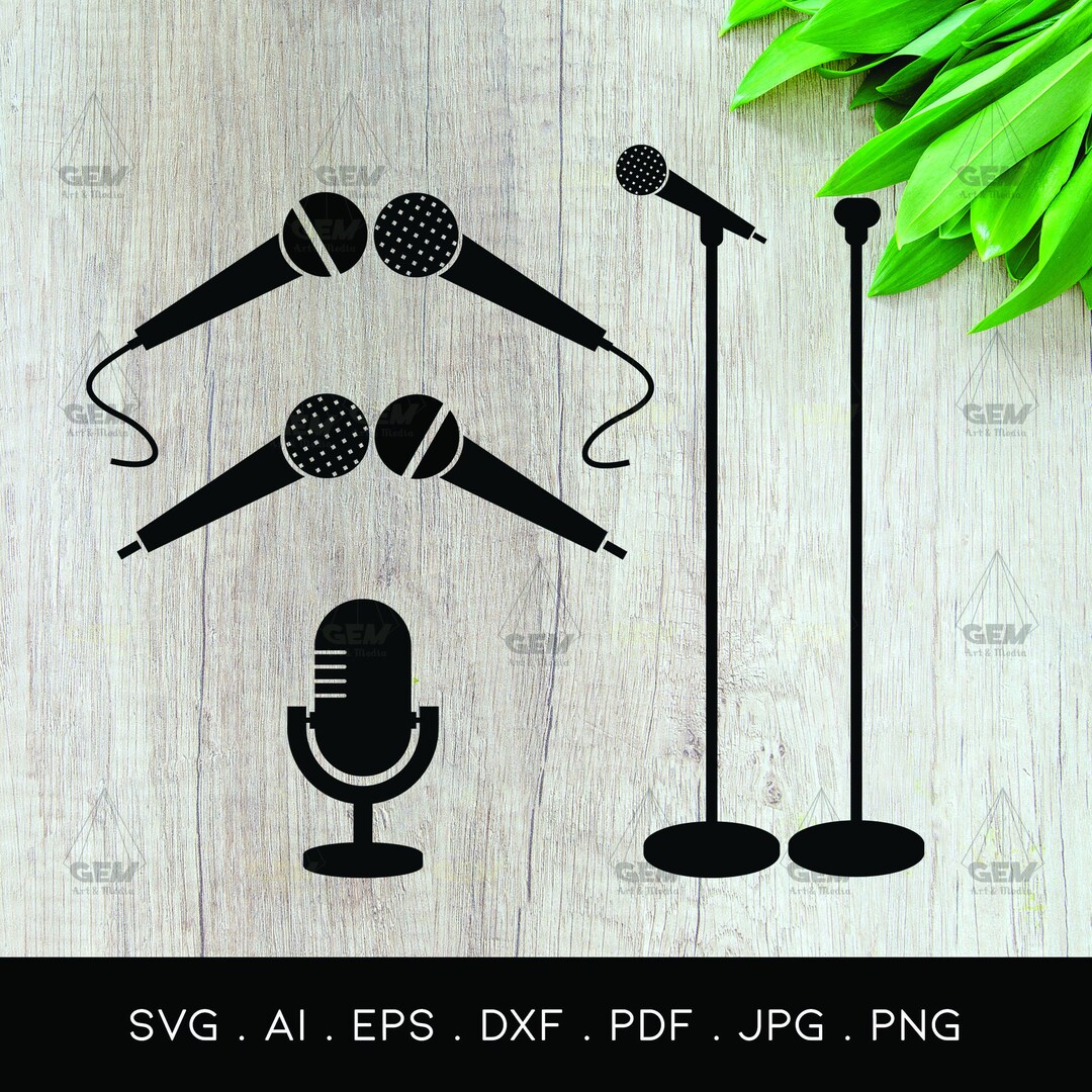 Microphone SVG Mic Stand SVG Bundle Mics Svg Music SVG Vintage ...