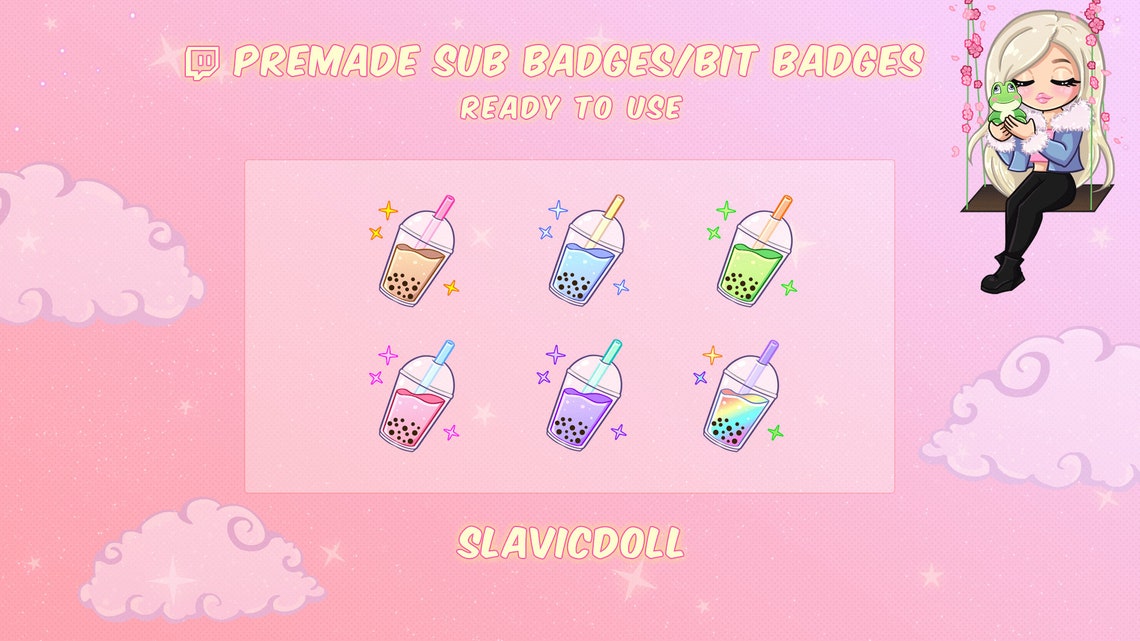 Cute Premade Bubble Boba Tea Sub Badges / Bit Badges / Twitch | Etsy