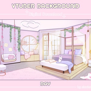 Vtuber Background Room Day Night | Twitch | Streamer Virtual Bedroom ...