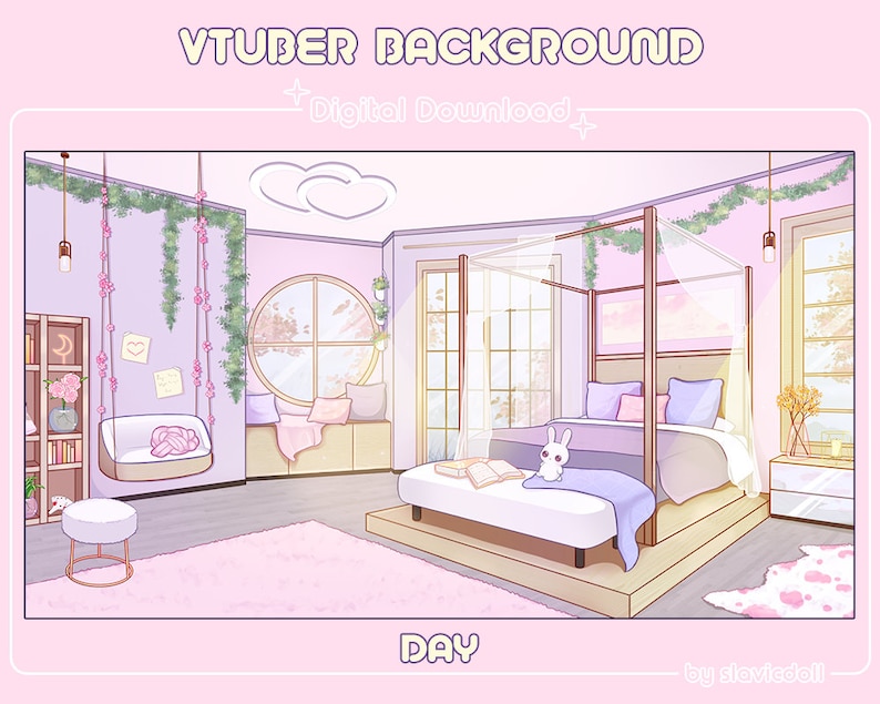 Vtuber Background Room Day Night | Twitch | Streamer Virtual Bedroom ...