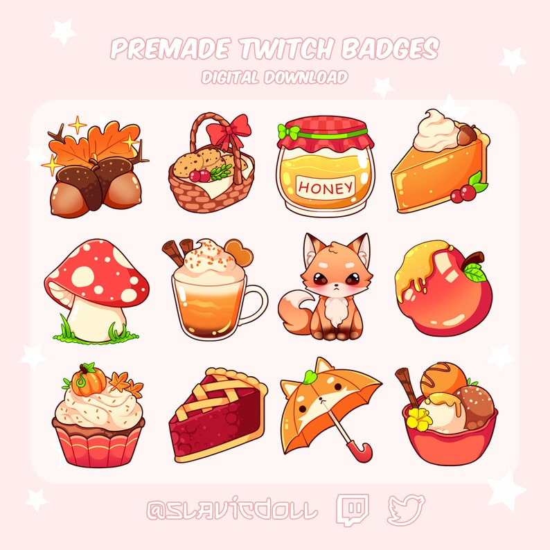 Cozy Autumn / Fall Sub Badges / Bit Badges / Twitch / Discord /emotes ...