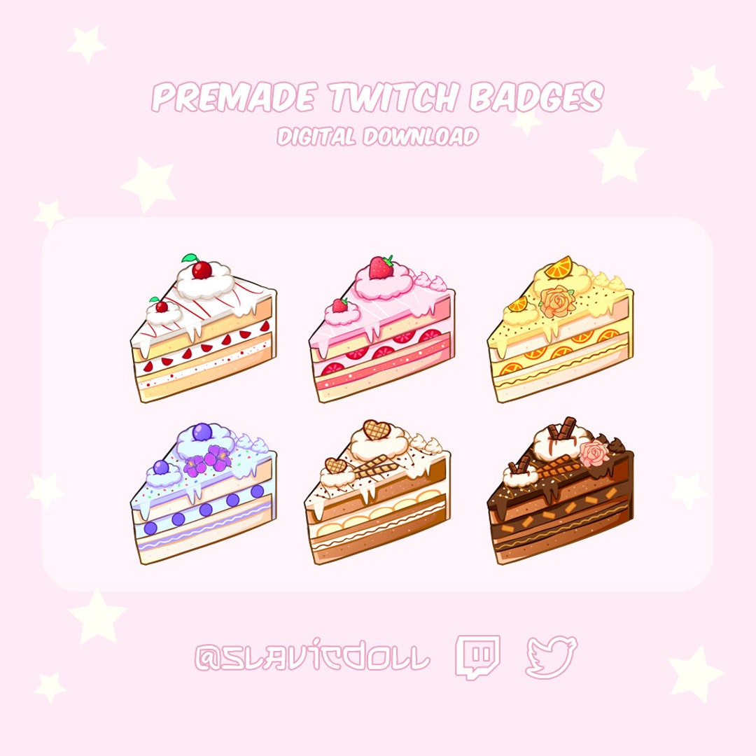 Cute Cake Sub Badges / Bit Badges / Twitch / Discord /emotes Set ...