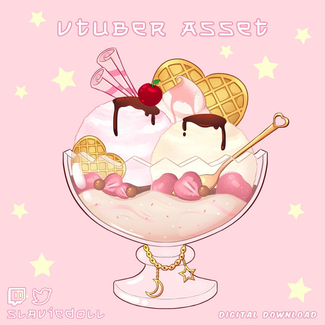 Ice Cream Vtuber Asset Cozy Twitch Overlay / Stream Decoration Elements ...