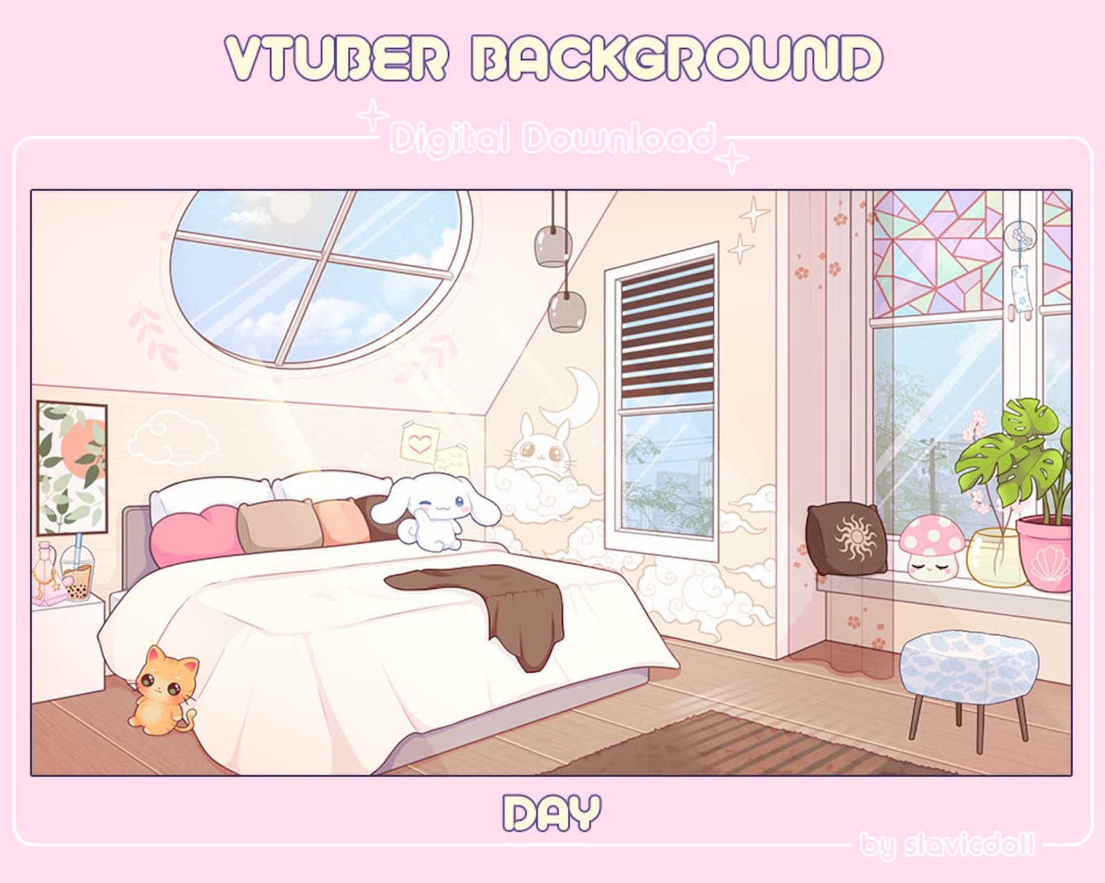 Vtuber Background Room Day Night | Twitch | Streamer Virtual Bedroom ...