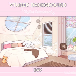 Vtuber Background Room Day Night | Twitch | Streamer Virtual Bedroom ...