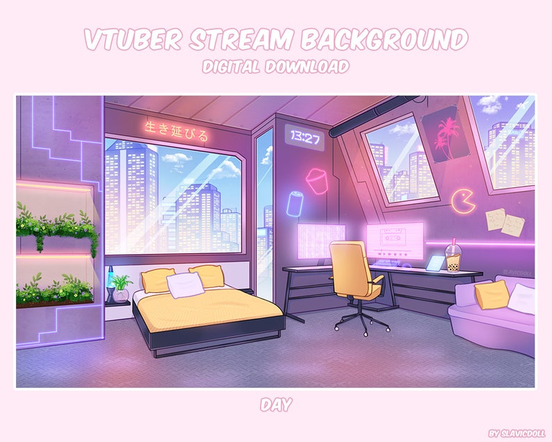 Vtuber Background Room Day Night Twitch Streamer Virtual - Etsy