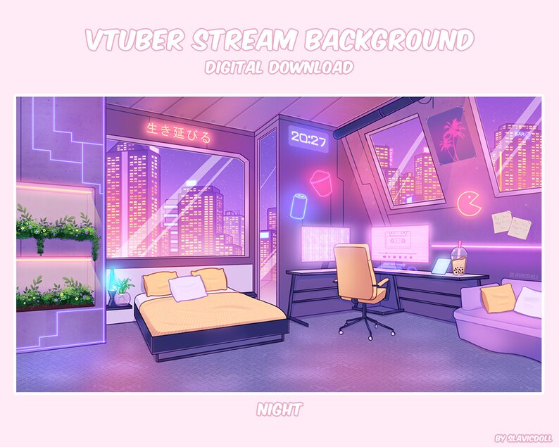Vtuber Background Room Day Night Twitch Streamer Virtual - Etsy