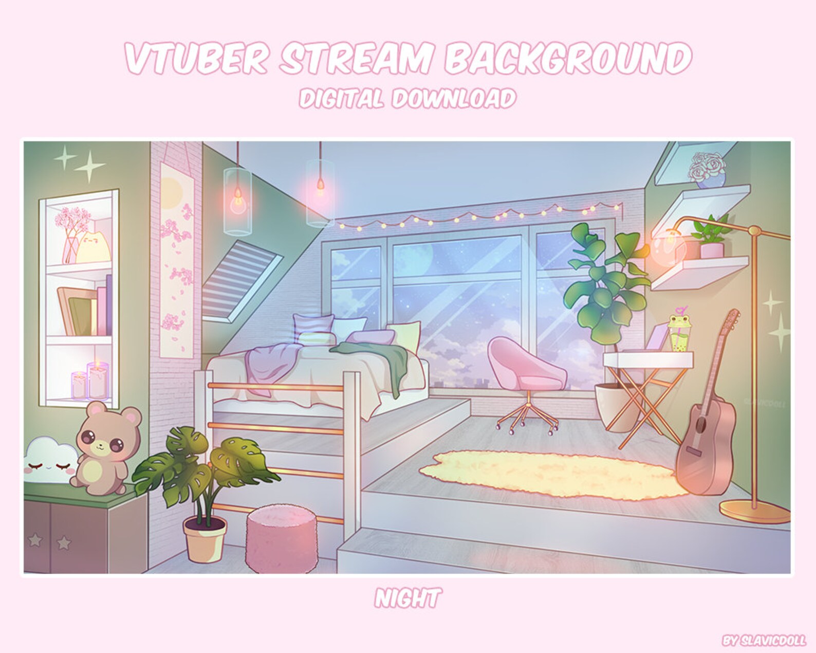 Vtuber Background Room Day Night Twitch Streamer Virtual - Etsy