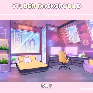 Vtuber Background Room Day Night | Twitch | Streamer Virtual Bedroom ...