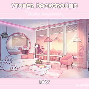 Pink Dream Vtuber Background Room Day Night | Twitch | Streamer Virtual ...