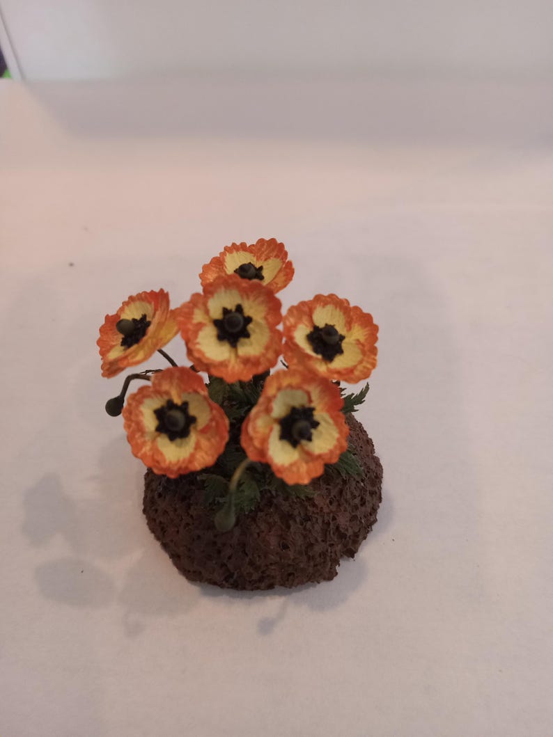 Poppies, Fire Poppy, Yellow With Orange Edges 1" Miniature Dollhouse ...