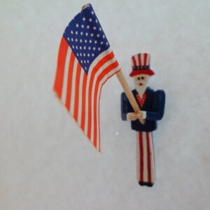 Wooden 4th July Uncle Sam Flag Holder 1 Dollhouse Scale - Etsy
