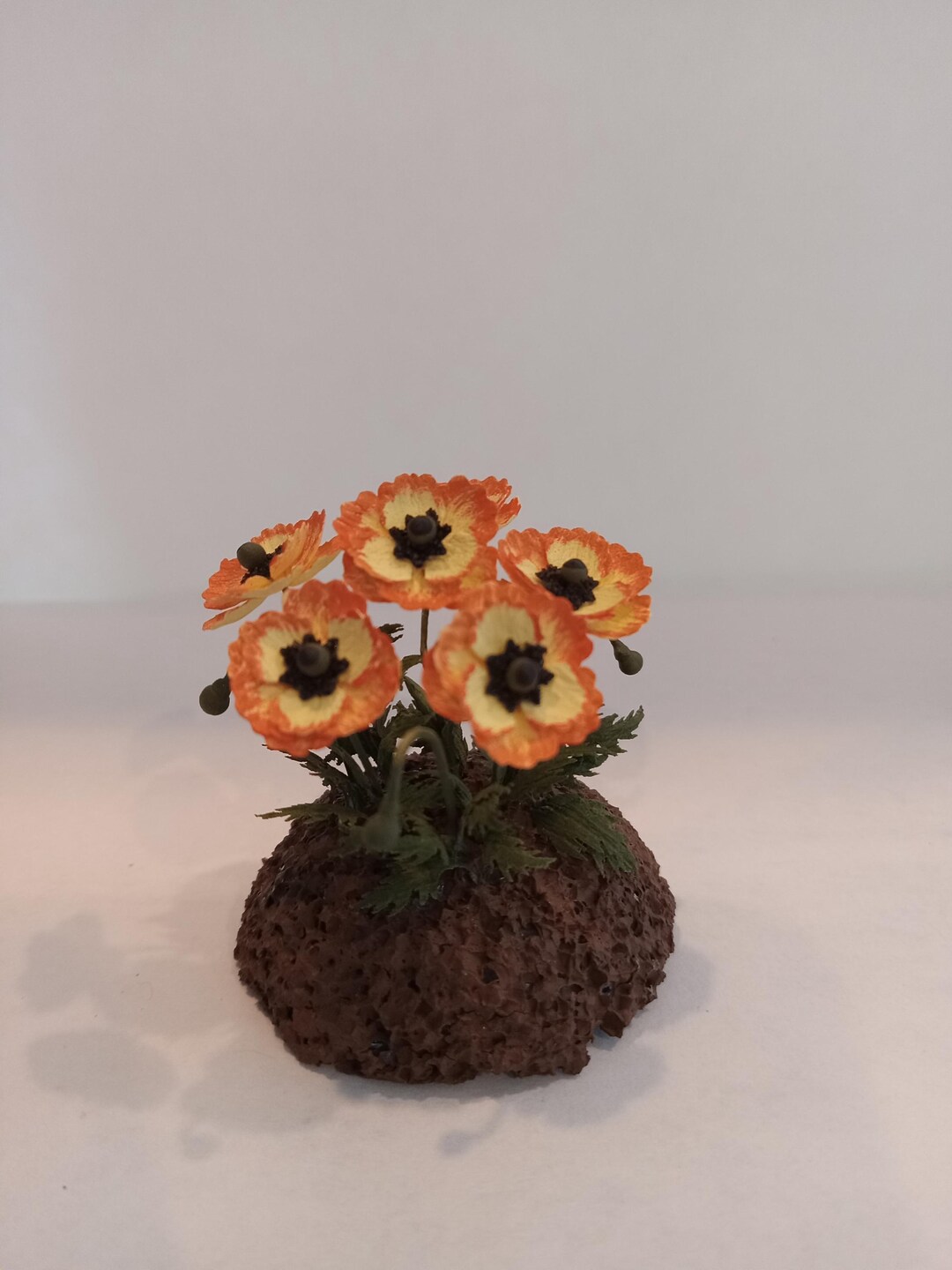 Poppies, Fire Poppy, Yellow With Orange Edges 1" Miniature Dollhouse ...