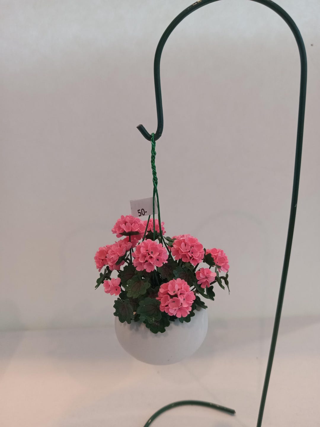 Geranium, Coral Pink Hanging Basket, 1" Dollhouse Miniature Scale These ...