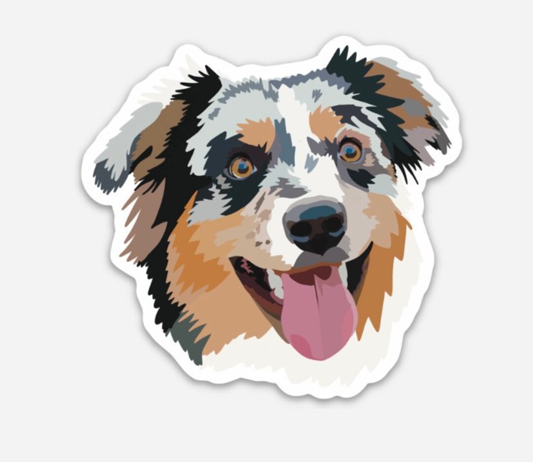 Australian Shepherd (aussie) Dog Vinyl Waterproof Sticker BROWN EYES ...