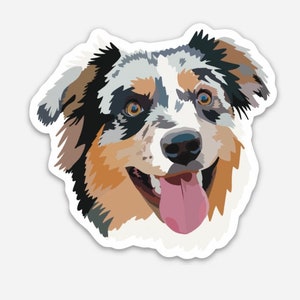 Australian Shepherd (aussie) Dog Vinyl Waterproof Sticker BROWN EYES ...