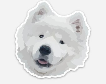 Adorable, Happy Samoyed Dog Sticker, Kawaii Decal Perfect for Laptops ...